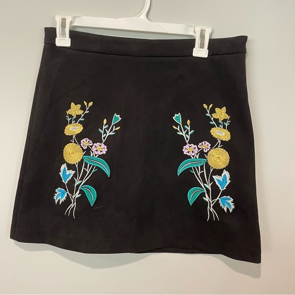 lob collection | Skirts | Black Suede Mexican Floral Mini Skirt 65 In Long | Poshmark